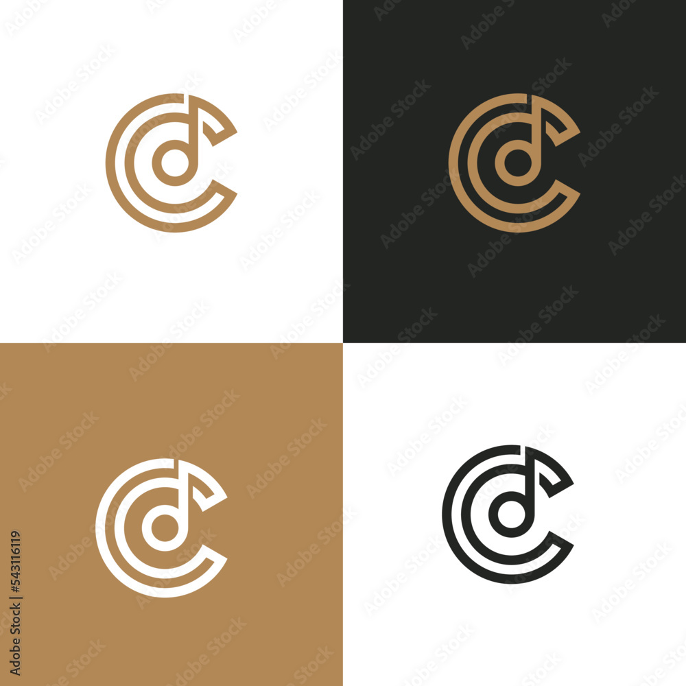 Minimalist Letter C with note music symbol. Creative vector based icon ...