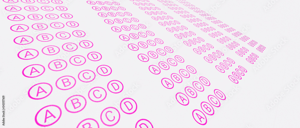 Multiple choice question paper. Grainy OMR sheet used for competitive ...