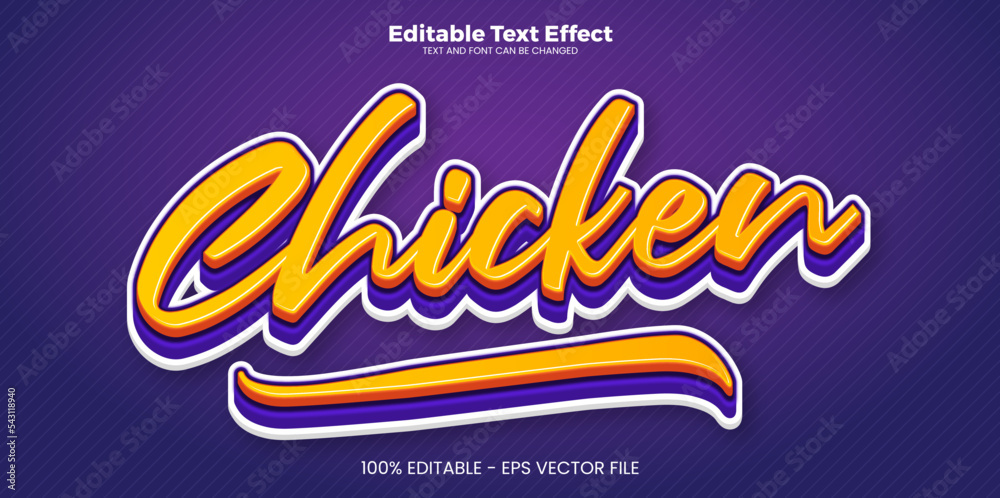 chicken editable text effect in modern trend style Stock Vector | Adobe ...
