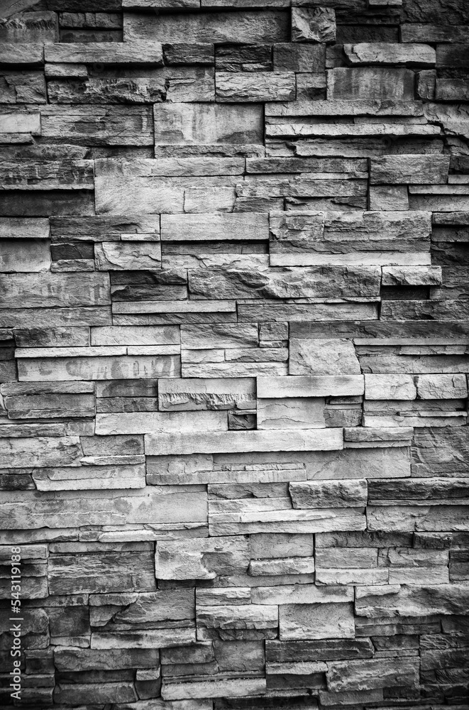 Limestone Block Wall in Black and White. Stock Photo | Adobe Stock
