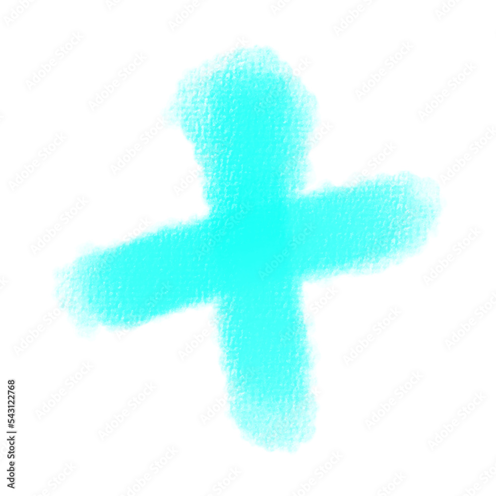 Cyan Blue Watercolor Cross, Plus Sign Stock Illustration | Adobe Stock
