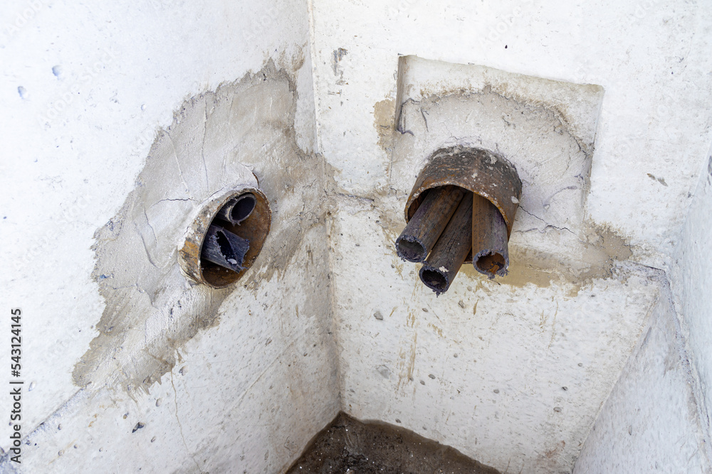 concrete cable pit with embedded underground cable ducts for laying and ...