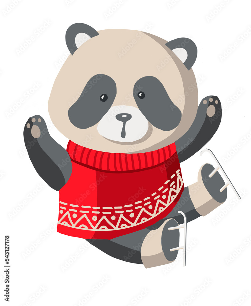 Cartoon Christmas panda bear Stock Illustration | Adobe Stock