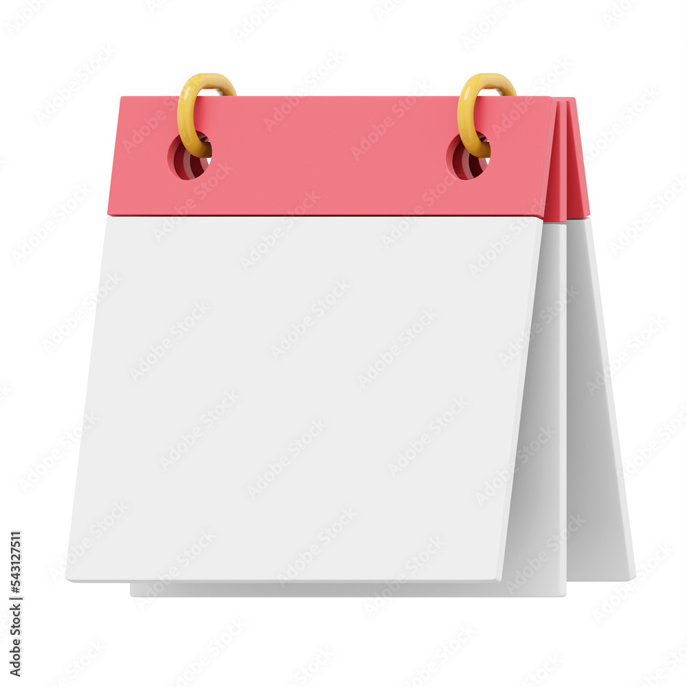 Minimal flip calendar. 3D rendering. PNG icon on transparent background ...