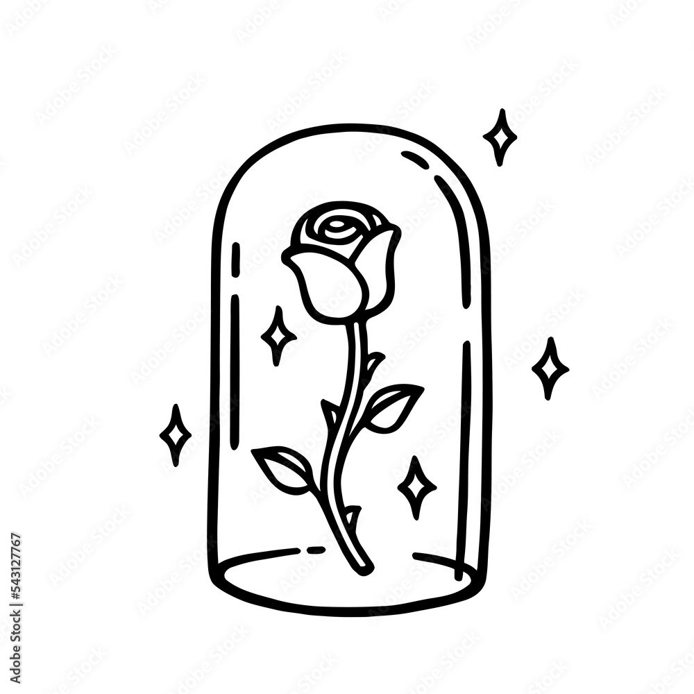 Magical forever rose tattoo design. Enchanted infinity rose doodle ...