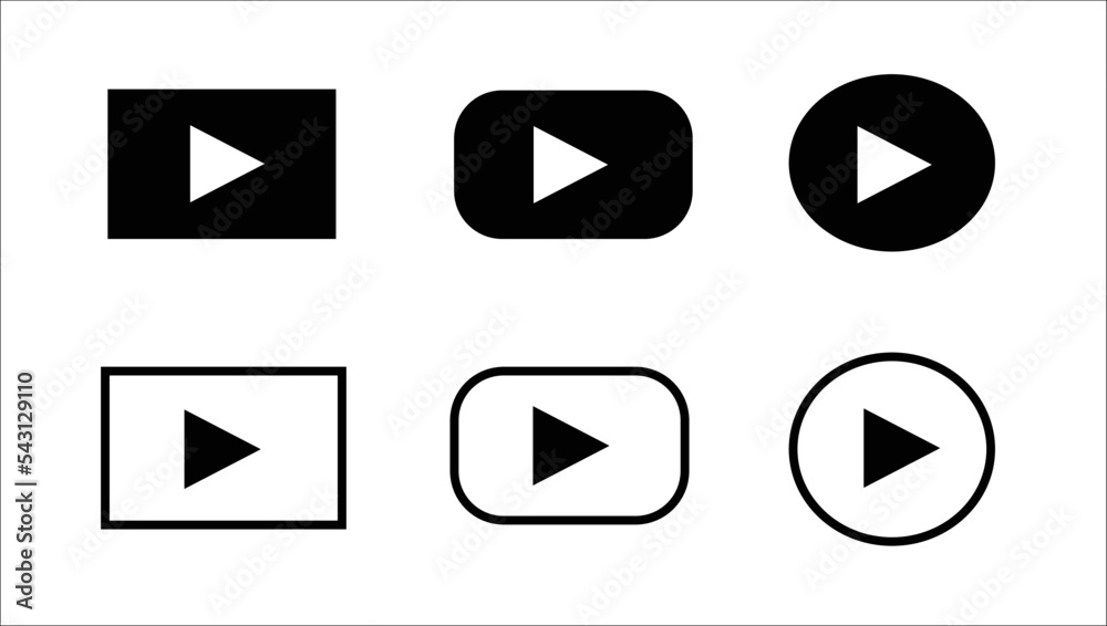 Play Button Icon set. Play button. Video audio player. Video Audio ...