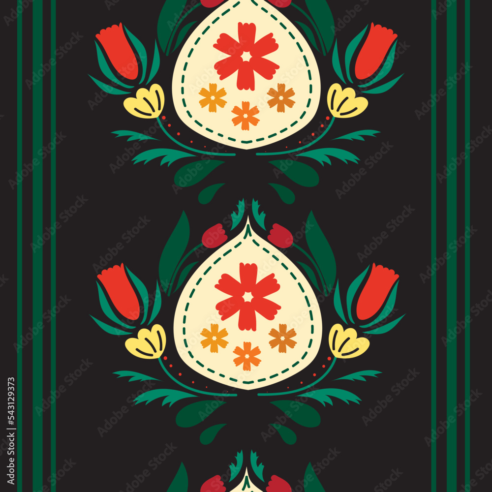 Beautiful floral pattern in traditional Slavic style. Seamless ...