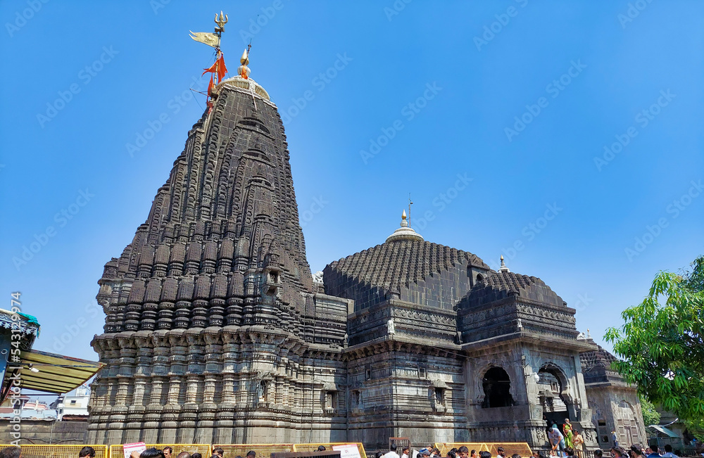 Black stone building of Trimbakeshwar Shiva Jyotirlinga or Jyotirling ...