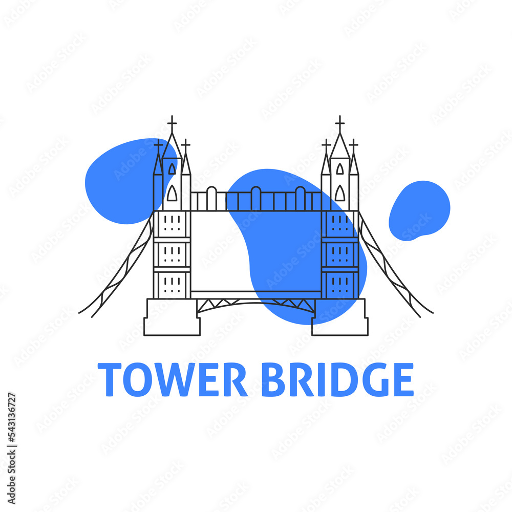 Tower Bridge Line Concept. Vector Illustration of Outline Building ...