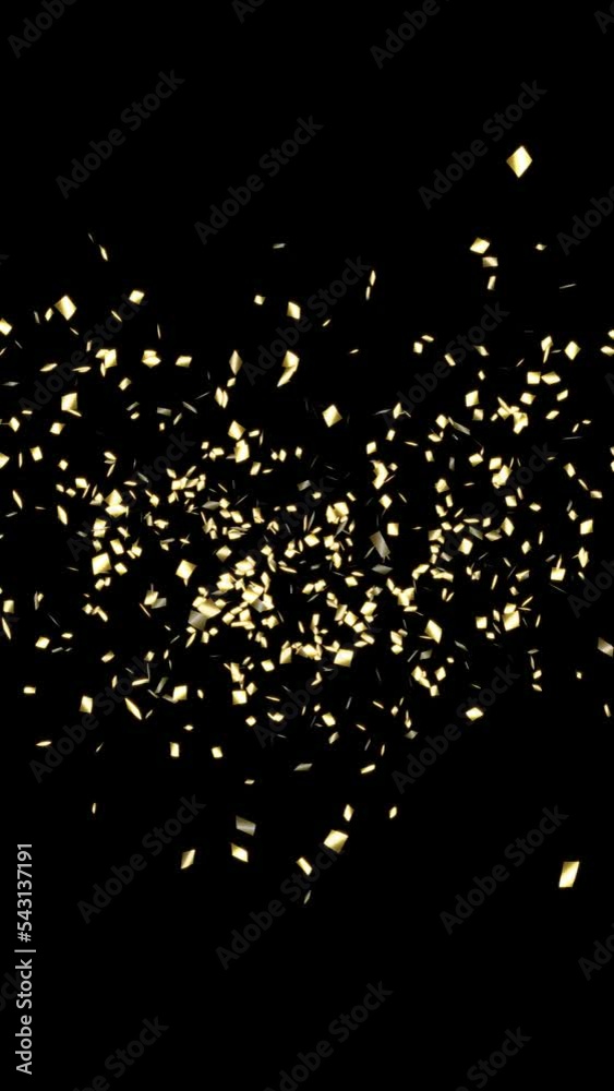 Gold Shine Confetti Vertical. Confetti burst and fall with black ...