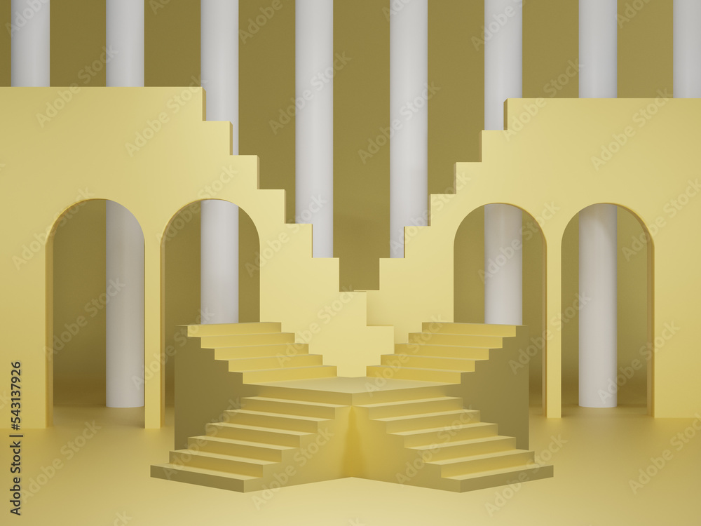 Display fabric flutter gold color product 3D background with geometric ...