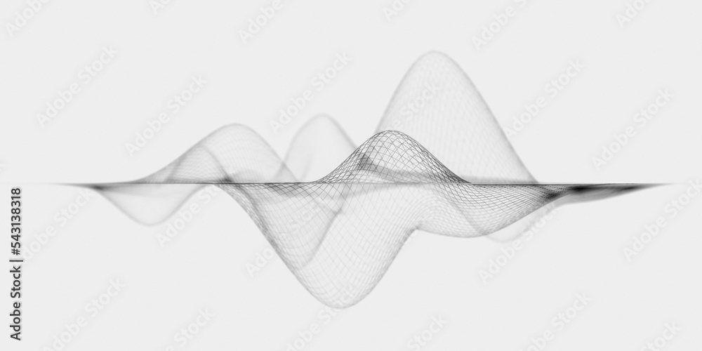 Illustration of abstract wireframe sound waves, visualization of ...