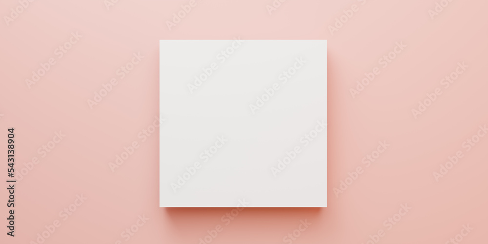 mockup square white card pink background. white square flyer or ...
