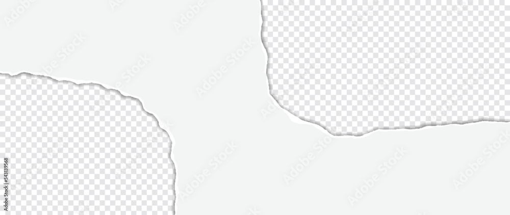 Torn grey paper with soft shadow stuck on white grey square transparent ...