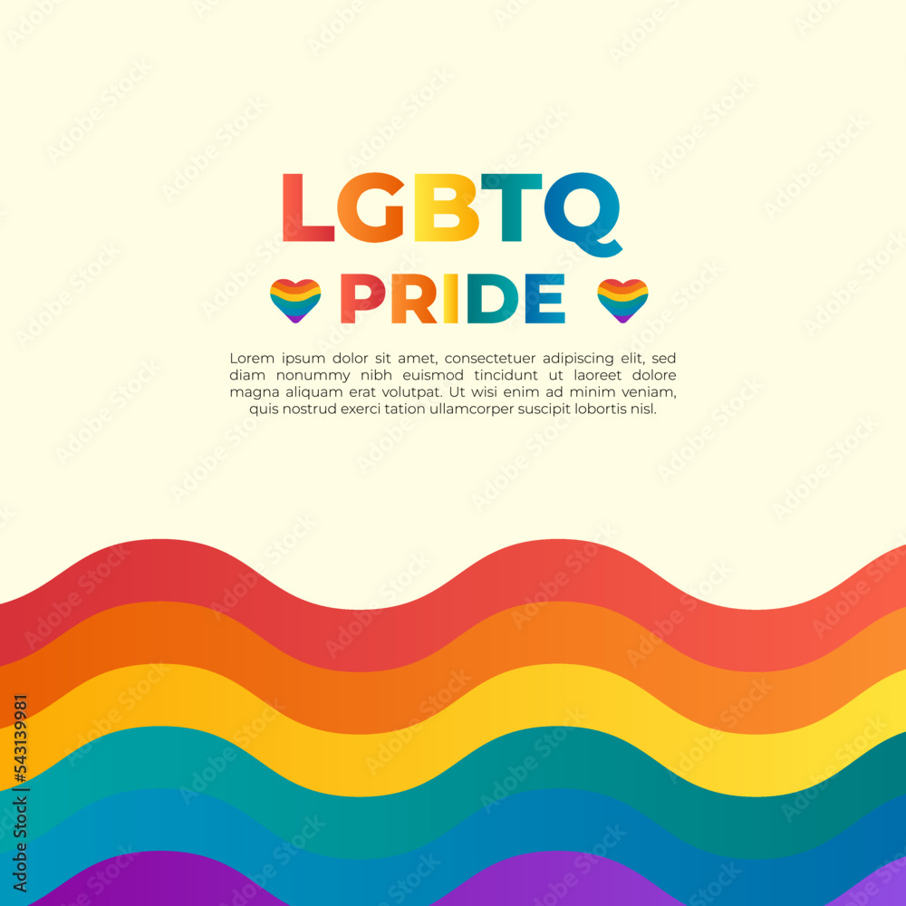 lgbtq pride flyer vector design with rainbow symbol or flag background ...