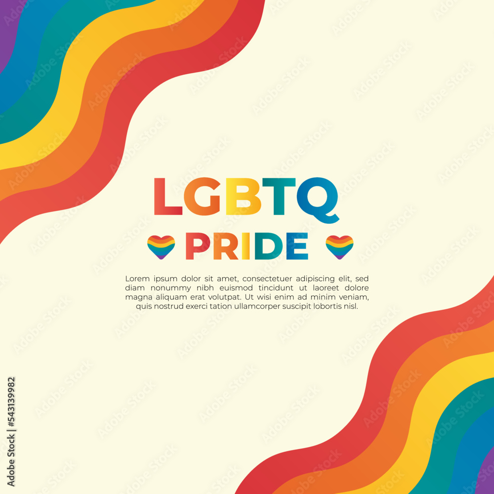 lgbtq pride flyer vector design with rainbow symbol or flag background ...