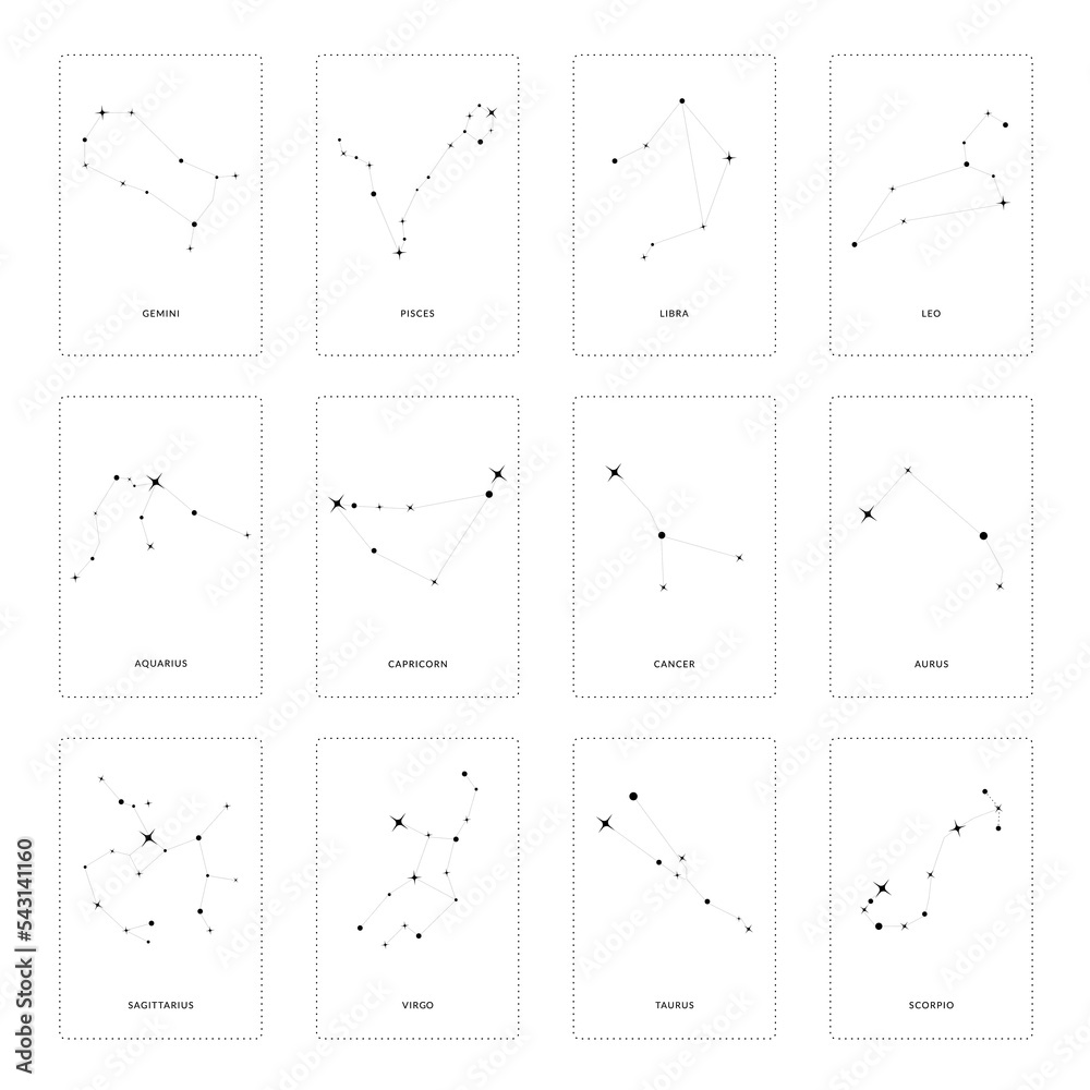 Set of vector constellations of the northern and southern hemispheres ...
