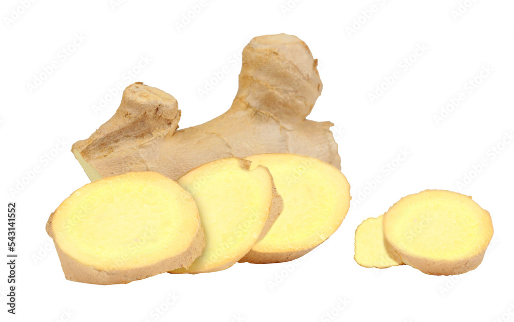 ginger, fresh ginger, sliced particles, template for design and collage ...