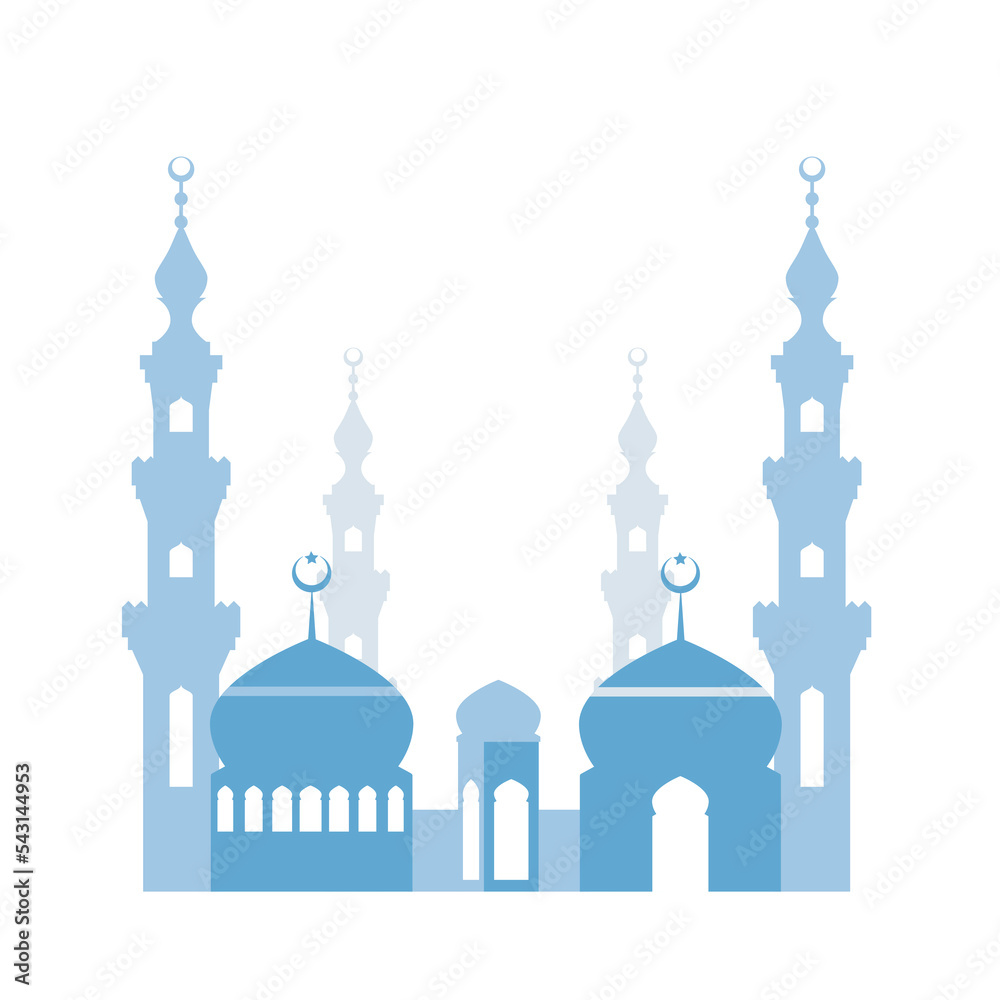 Complex of mosques background in blue color. Islamic background ...