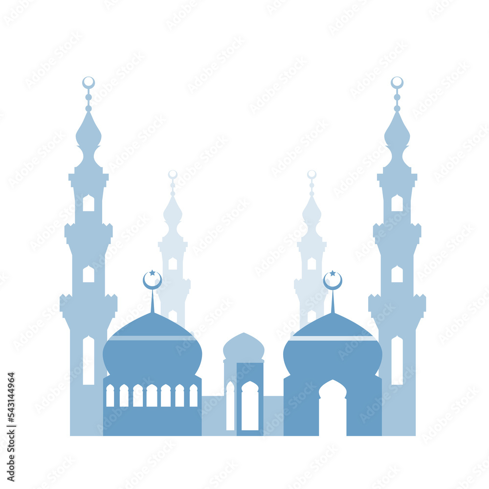 Complex of mosques background in blue color. Islamic background ...