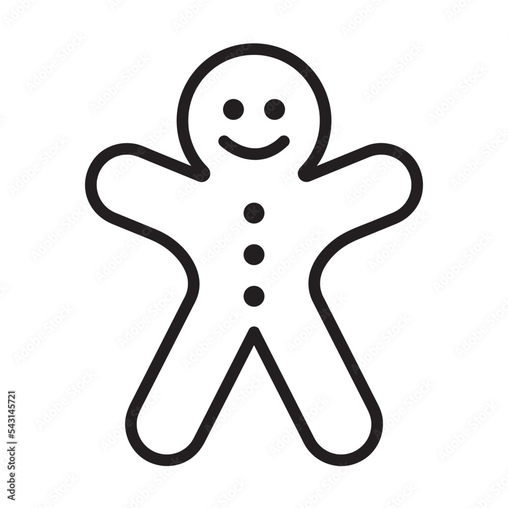 Ikona ludzik z piernika. Uśmiechnięty pierniczek. Ilustracja wektorowa ...