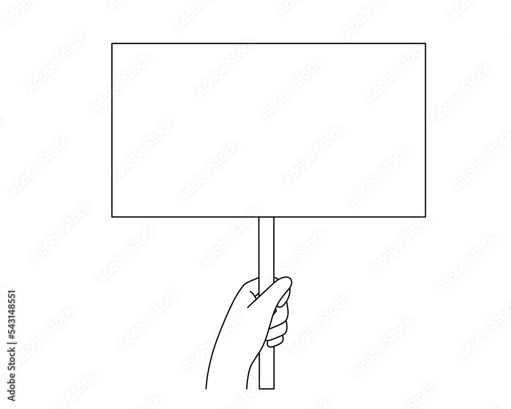 Hand is holding poster,palm with placard.Showing social message ...