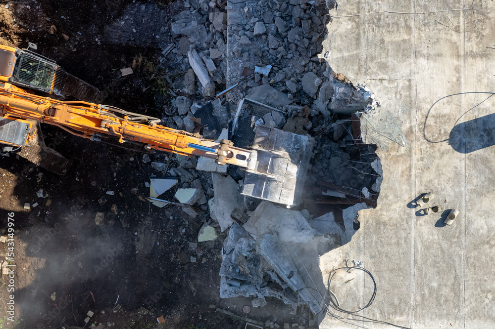 Urban Regeneration. Demolition of a building for new construction ...