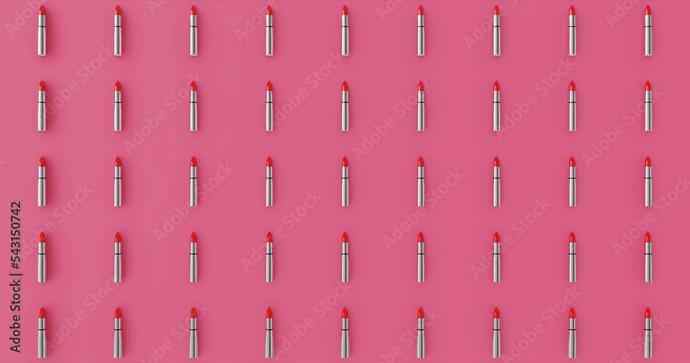 Lipstick seamless pattern: a linear hand-drawn simple sketch of red ...