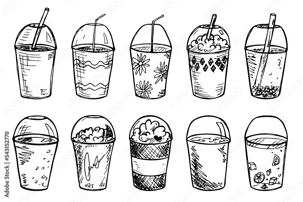 Cute milkshake illustration. Simple cup clipart. Pretty drink doodle ...