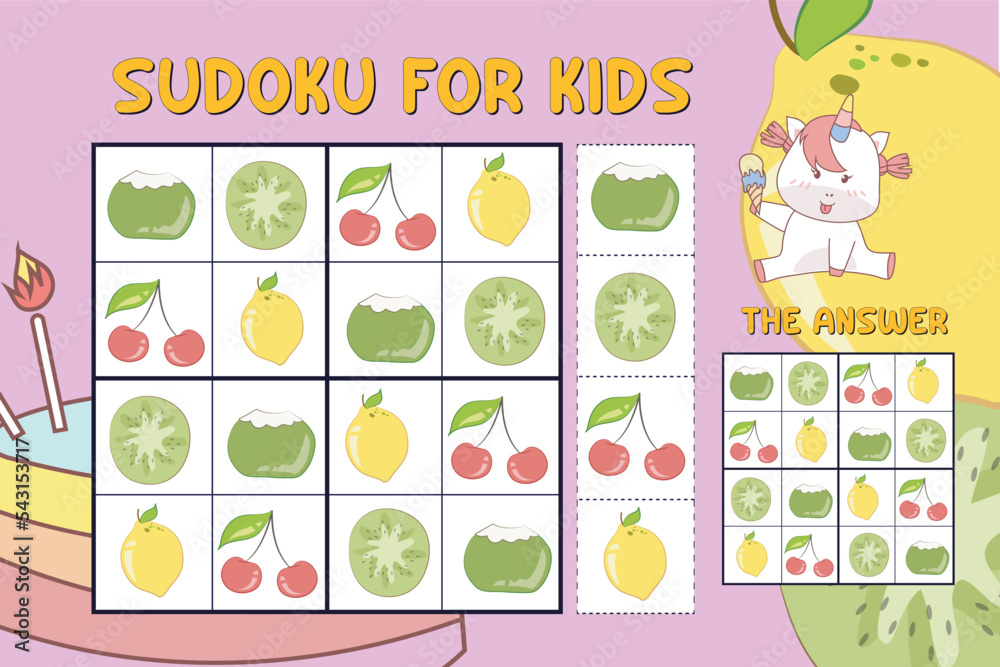 Sudoku for kids. Sudoku. Children’s puzzles. Education worksheet for ...