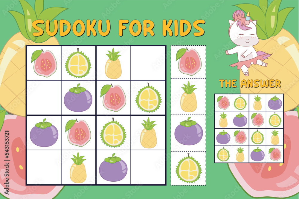 Sudoku for kids. Sudoku. Children’s puzzles. Education worksheet for ...