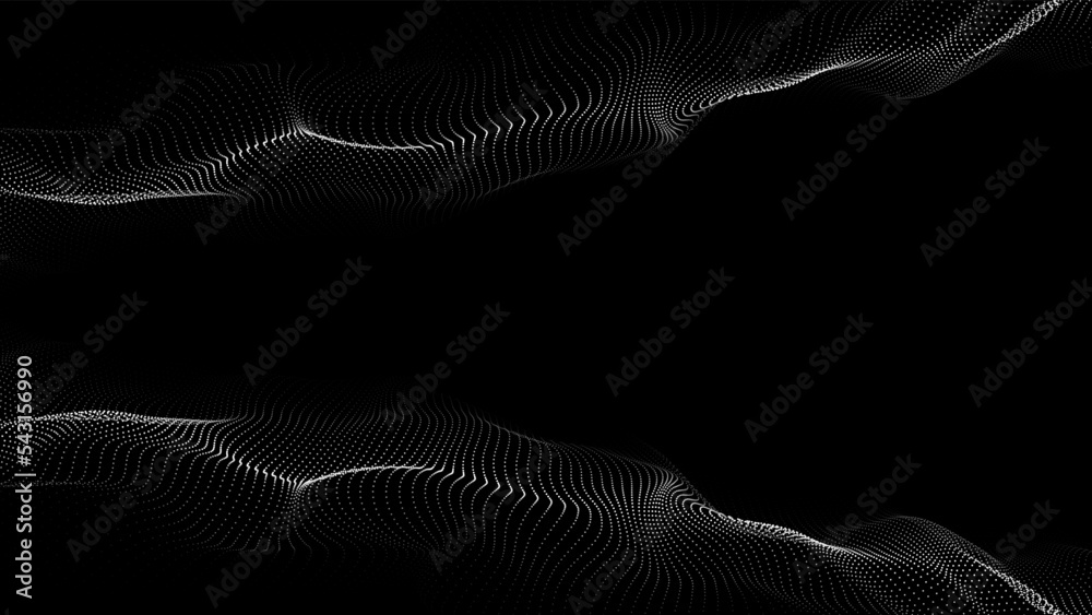 Double wave of particles. Digital wave background concept. Abstract ...