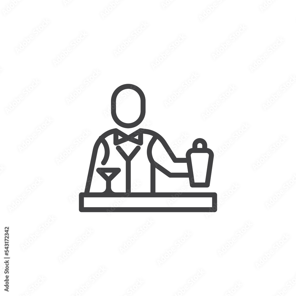 Bartender, barkeeper line icon Stock Vector | Adobe Stock