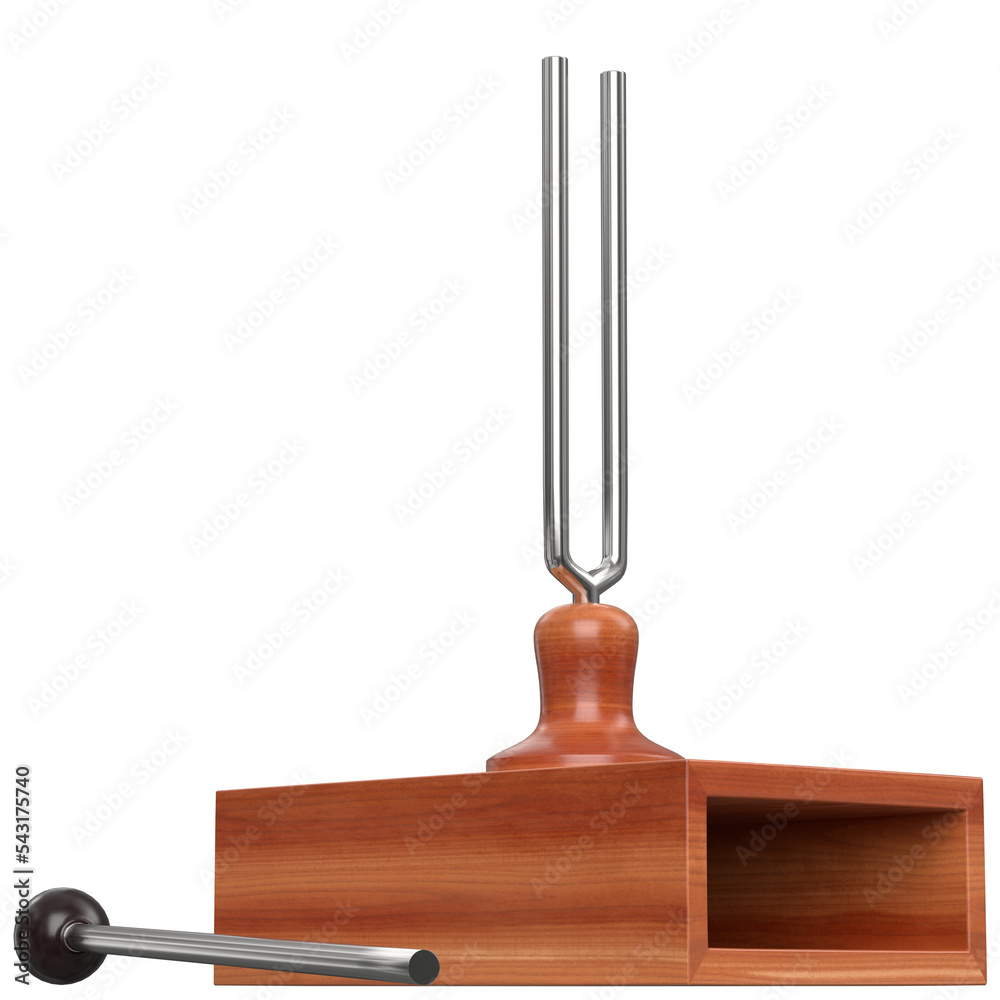 3d rendering illustration of a tuning fork on resonator box Stock ...