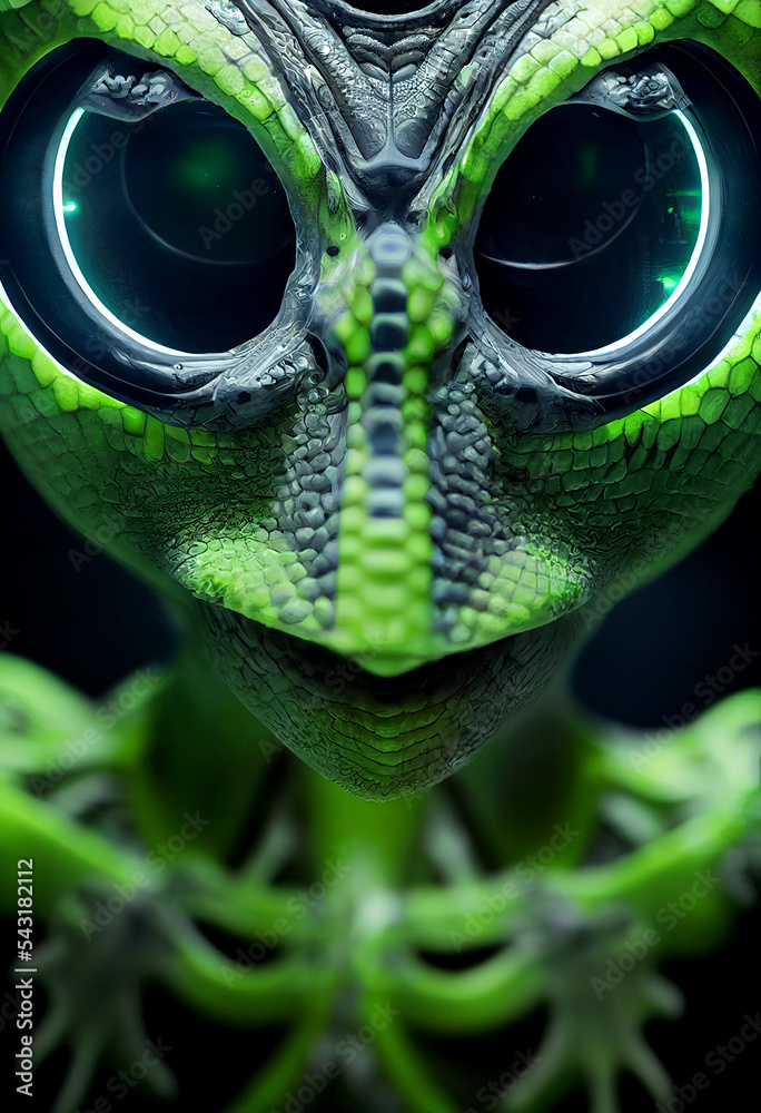 Green Reptilian Alien, Hybrid Human Alien, Lizard creature, Science ...