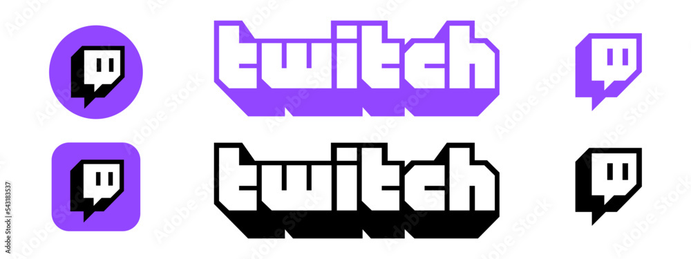Set of vector Twitch logos on isolated background. Logo of a popular ...