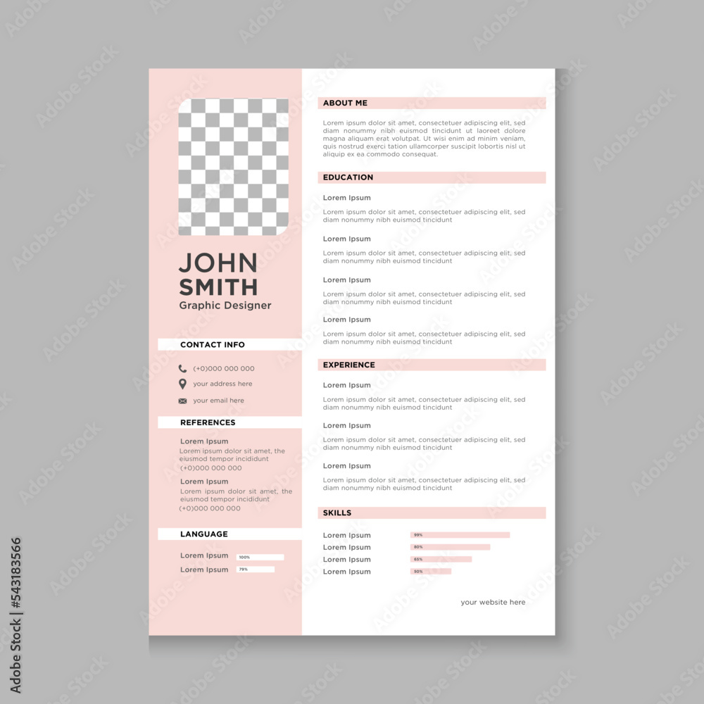 Clean Modern Resume and Cover Letter Layout Vector Template for ...