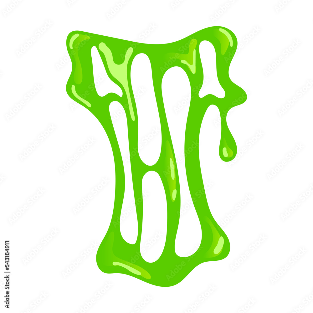 Stringy And Sticky Green Slime Splash And Blob Vector Illustration Of Sticky Mucus Splat Or