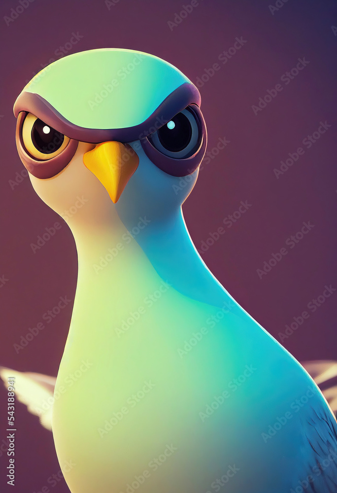 Funny cute seagull bird as 3d cartoon character Stock Illustration ...
