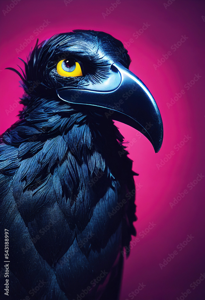 Black common raven looking evil as villain 3d character Stock ...