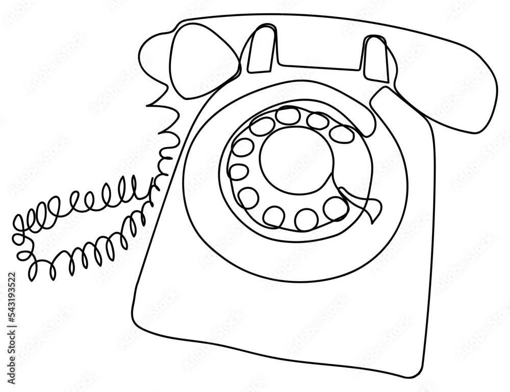 Old telephone one line drawing continuous design minimalism. Retro ...