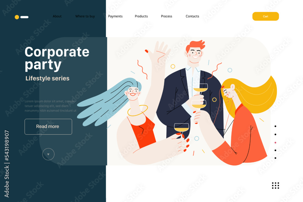 Lifestyle website template - Corporate party - modern flat vector ...