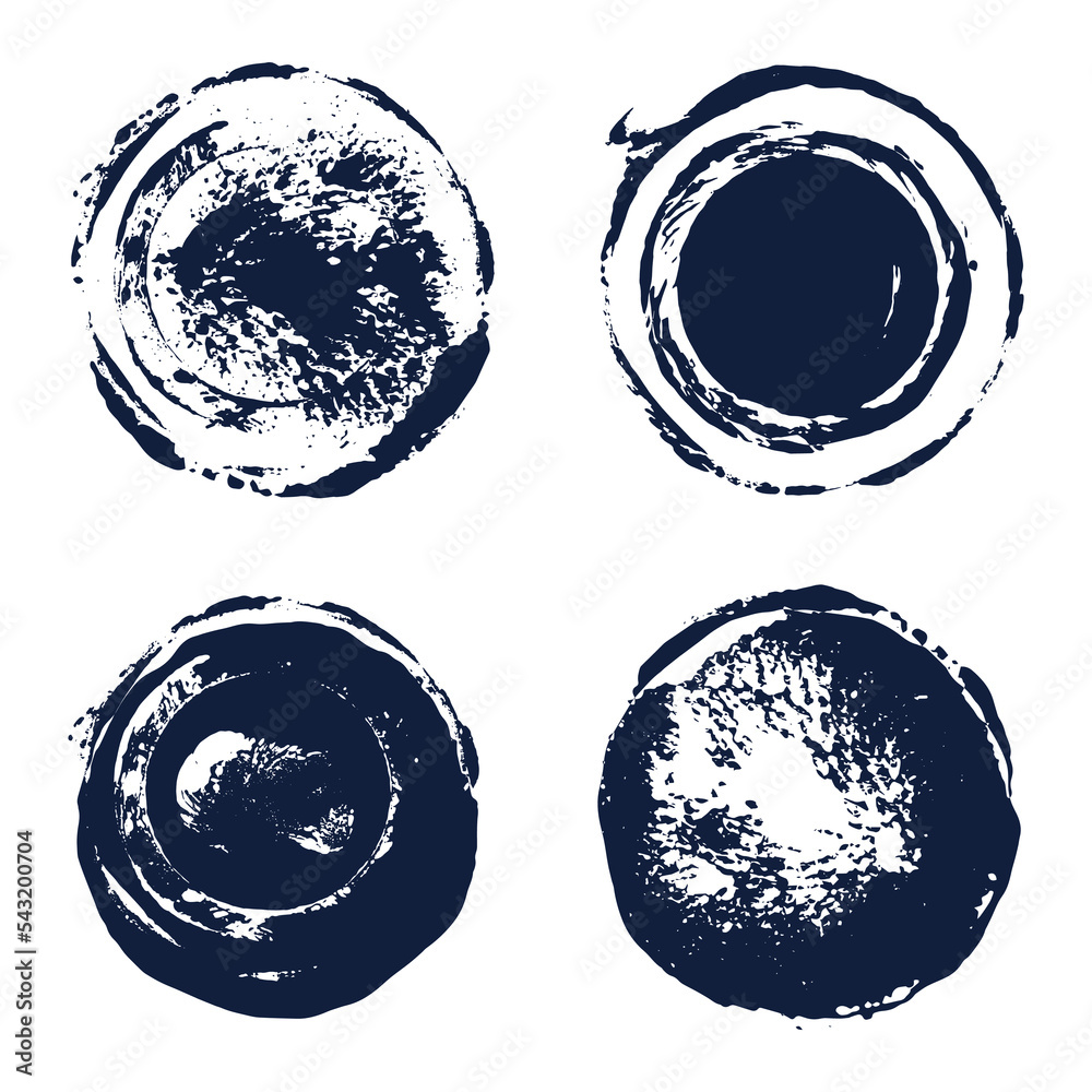 Grunge circle stamp set. Round vector isolated on white background. Ink ...