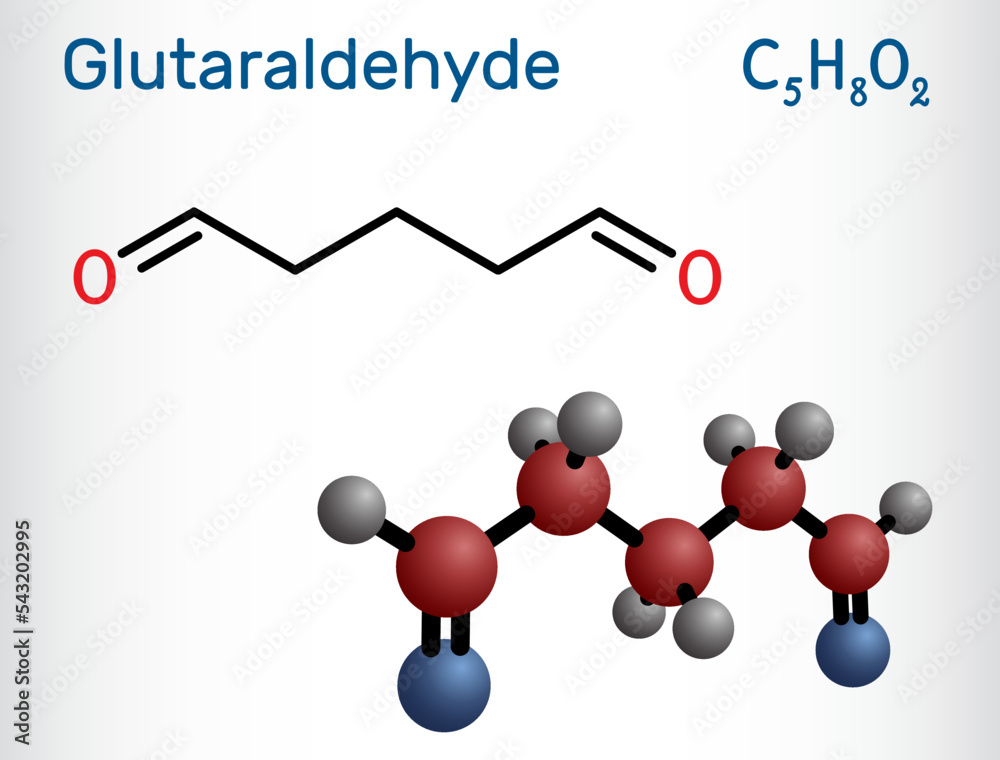 Glutaraldehyde, glutaral molecule. It is is used for industrial ...