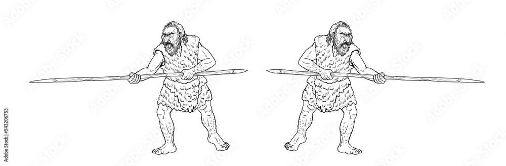 Prehistoric man - Neanderthal. Ancestors of humans. Extinct human from ...