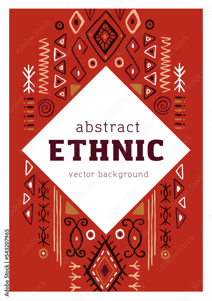 Ethnic card design with African tribal ornament, pattern. Modern ...