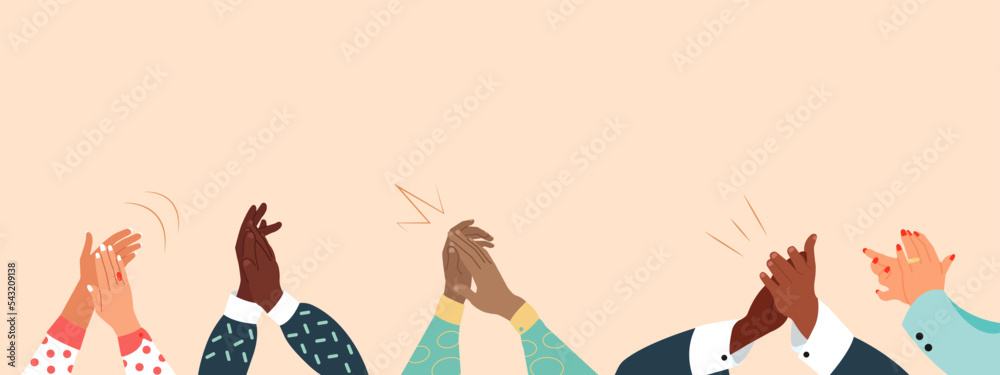 Hands of multicultural people Clapping. Concept of happy Audience ...