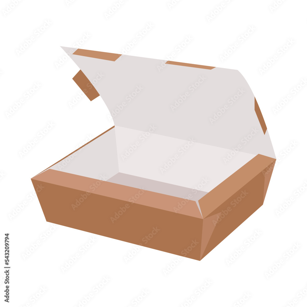 Carton rectangular opened box for fast food vector illustration. Paper ...