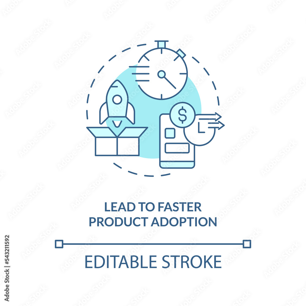 Lead to faster product adoption turquoise concept icon. Using ...