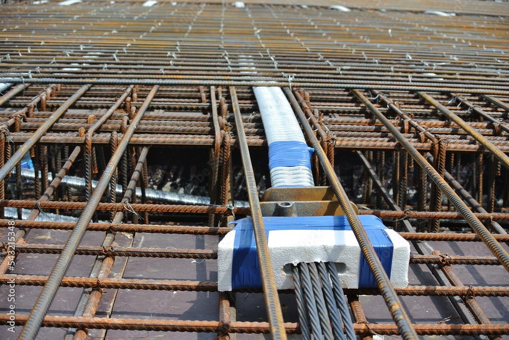 MALACCA, MALAYSIA -APRIL 14, 2016: Pre-stress cable tendons for ...